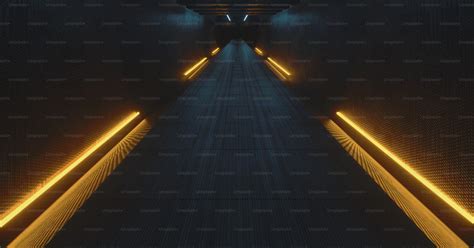 네온 불빛이 있는 어두운 공상 과학 터널 미래적이고 판타지적인 개념 이것은 3d 렌더링 그림입니다 사진 Unsplash의 광 이미지