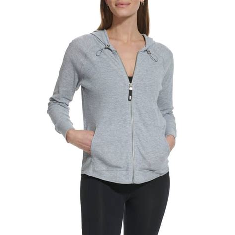 Womens Dkny Sport Full Zip Mini Slub Waffle Hoodie Boscovs