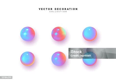 홀로그램의 그라데이션 홀로그램 색상으로 3d 오브젝트 둥근 구 공을 설정합니다 벡터 일러스트레이션 구에 대한 스톡 벡터 아트 및 기타 이미지 Istock