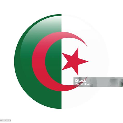 알제리 국기입니다 플래그 아이콘입니다 표준 색상 원 아이콘 플래그입니다 3d 일러스트레이션입니다 컴퓨터 일러스트레이션 디지털 일러스트레이션 벡터 일러스트 레이 션입니다 0