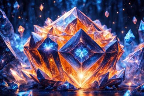 An Orange Glowing Crystal Premium Ai Generated Image