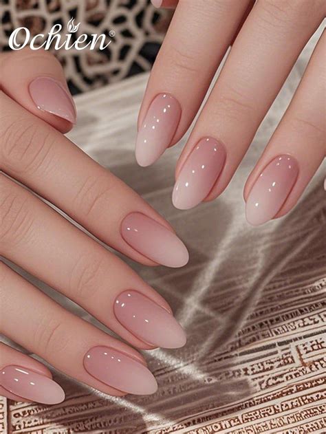 30pcs Long Almond Shaped Ombre Milky White False Nail Tips Upgrade