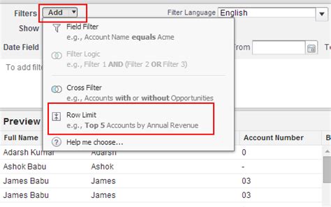 Filtering Report Data To Limit Add Rows Salesforce Tutorials