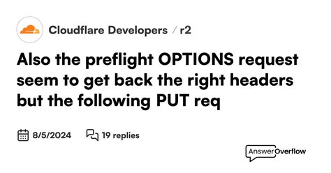 Also The Preflight `options` Request Seem To Get Back The Right Headers But The Following `put