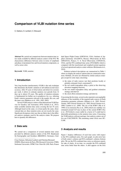 Pdf Comparison Of Vlbi Nutation Time Series