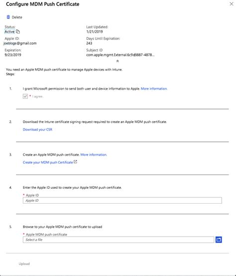 installing an apns certificate for ios in microsoft intune pingone