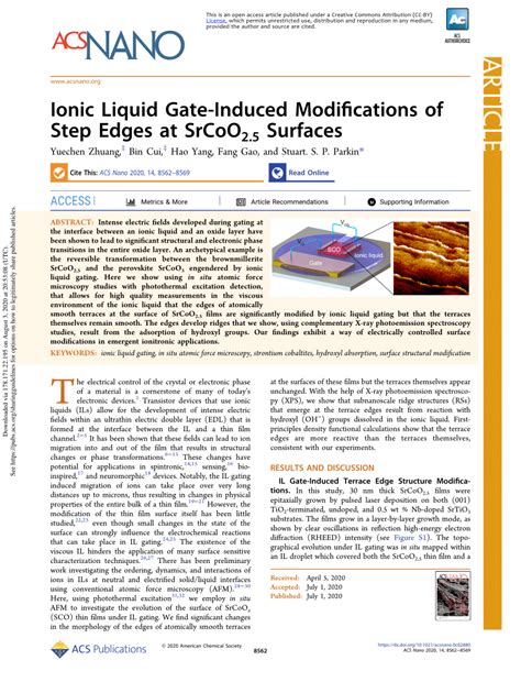 Pdf Ionic Liquid Gate Induced Modifications Of Step Edges At Srcoo2 5