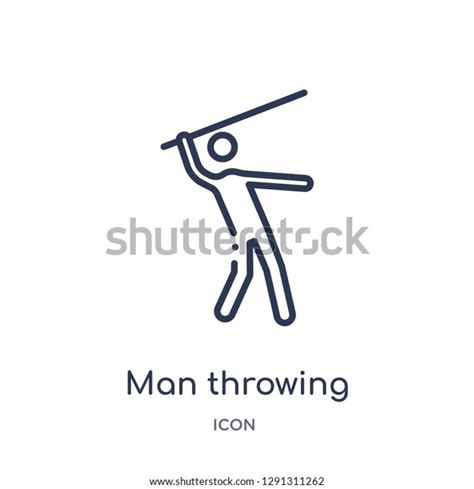 Linear Man Throwing Javelin Icon Behavior Stock Vector Royalty Free 1291311262 Shutterstock