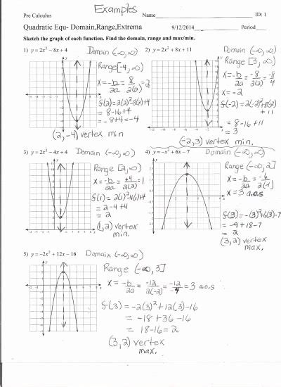 Quadratic Functions Worksheet Answers Chessmuseum Template Library