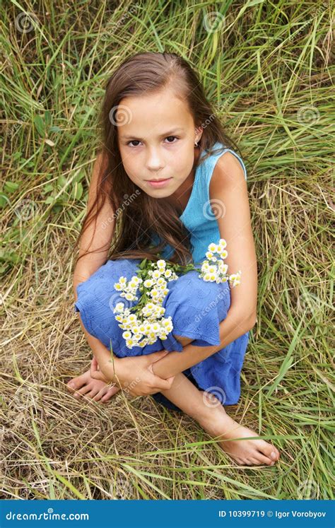Preteen Girl On Grass Background Stock Image Image Of Beauty Grass 10399719