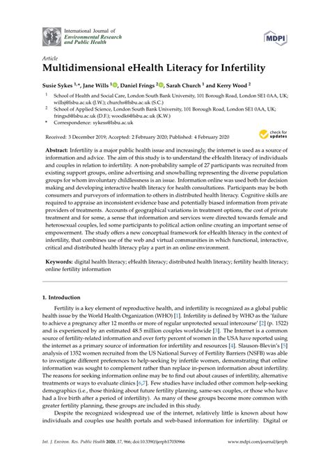 Pdf Multidimensional Ehealth Literacy For Infertility