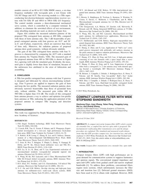 PDF Compact Lowpass Filter With Wide Stopband Bandwidth