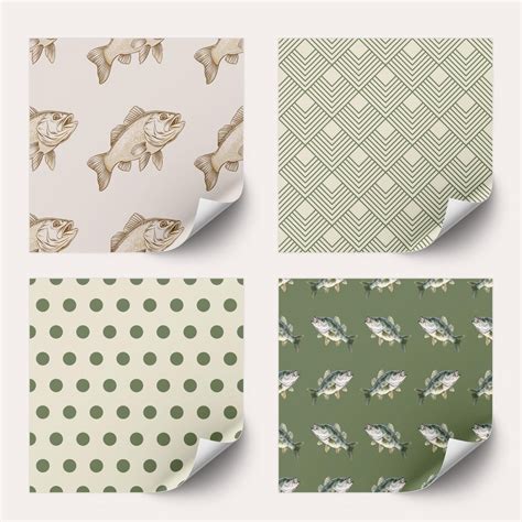 Largemouth Bass Fisherman Aesthetic Digital Paper 12 Seamless