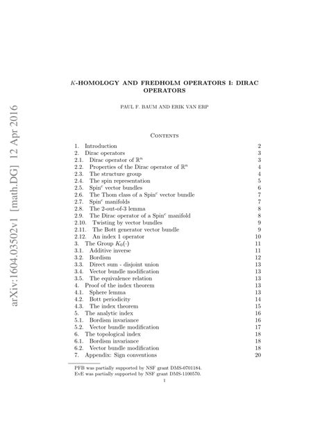 Pdf K Homology And Fredholm Operators I Dirac Operators