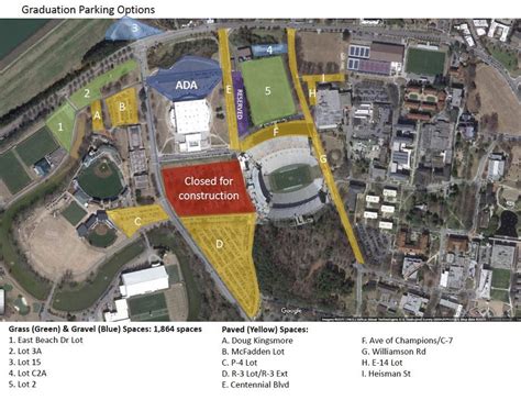 Clemson Memorial Stadium Parking Color Map Graduation Parking Texas