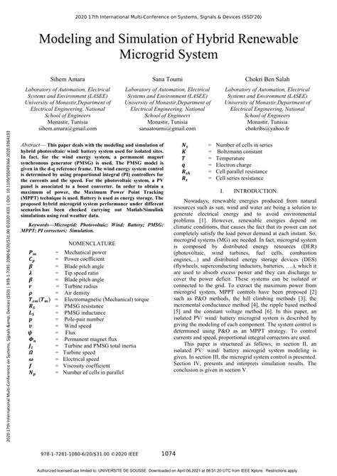 Pdf Modeling And Simulation Of Hybrid Renewable Microgrid System
