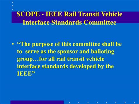 PPT The Development Of IEEE Standards For The Rail Transit Industry PowerPoint Presentation