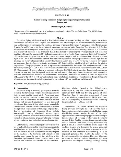 Pdf Remote Sensing Formation Design Exploiting Coverage Overlap Area Parameters