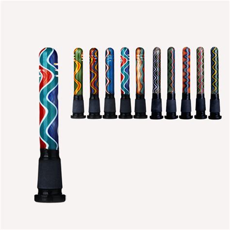 Multi Colour Swirl Glass Down Stem 14mm 18mm Joint Heads World