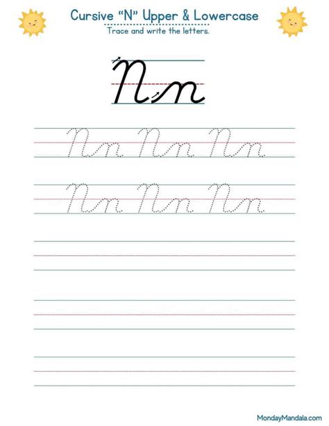 Cursive N Worksheets Free Letter Writing Printables