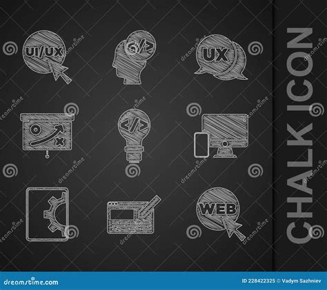 Set Front End Development Ui Or Ux Design Web And Graphic Monitor Mobile Planning Strategy