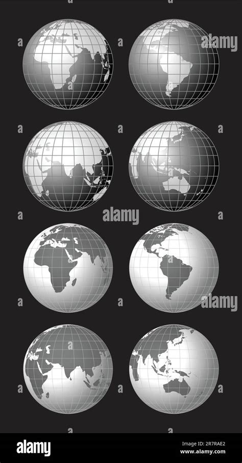 World Globes On Black Background Stock Vector Image And Art Alamy