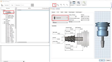 Solved Creating A Tapered Ballnose In The Tool Library Autodesk
