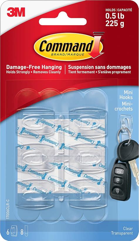 Command Mini Hooks Mini Clear Hooks Small Strips Amazon Ca Home