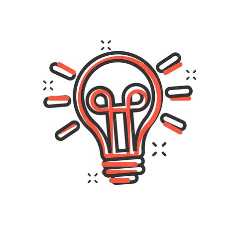 만화 스타일 전구 아이콘 전구 벡터 만화 그림 그림 램프 아이디어 비즈니스 개념 스플래시 효과 프리미엄 벡터