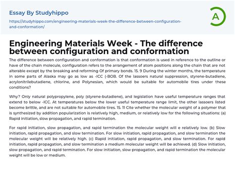 Engineering Materials Week The Difference Between Configuration And