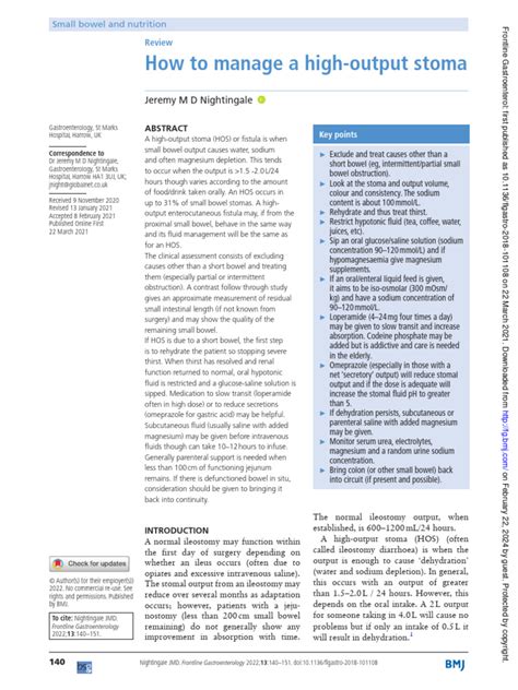 How To Manage A High Output Stoma Pdf