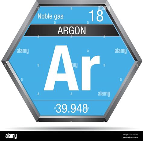 Argon Symbol In The Form Of A Hexagon With A Metallic Frame Element Number 18 Of The Periodic
