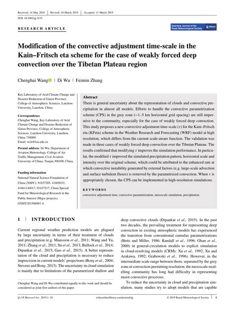 Pdf Modification Of The Convective Adjustment Time Scale In The Kain‐fritsch Eta Scheme For