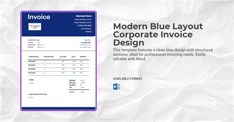 Free Download Modern Blue Layout Corporate Invoice Design Template