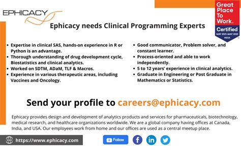 Ephicacy On Linkedin Hiringalerts Statisticalprogrammers Clinicalprogrammer Hiringtalent
