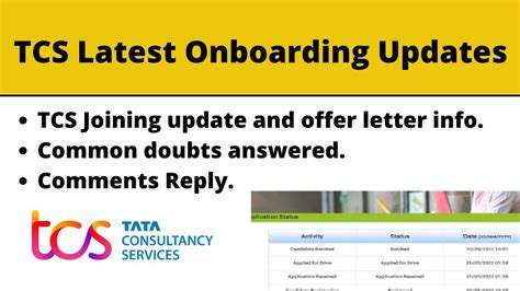 Tcs Latest Onboarding Updates Offer Letters And Tcs Exam Info Common Queries Answered Youtube