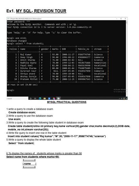 Mysql Practical Questions Pdf