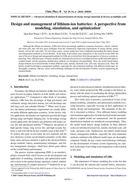 Design And Management Of Lithium Ion Batteries A Perspective From Modeling Simulation And