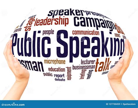 Public Speaking Word Cloud Hand Sphere Concept Stock Image Image Of