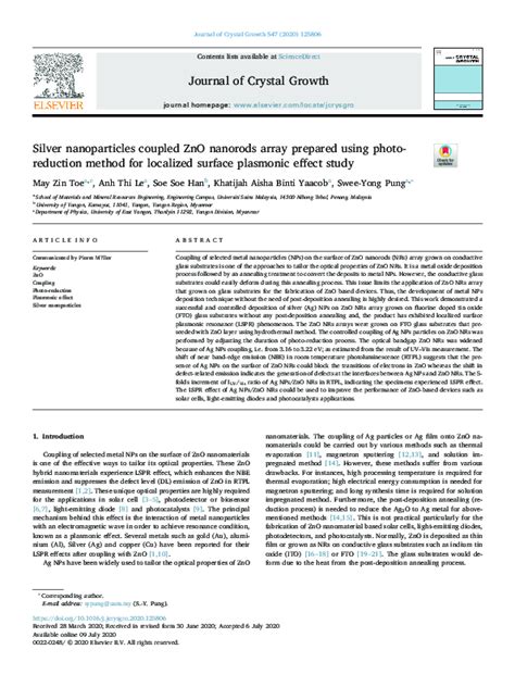pdf silver nanoparticles coupled zno nanorods array prepared using
