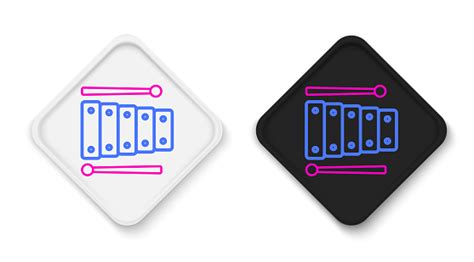 라인 실로폰 13 개의 나무 막대와 흰색 배경에 고립 된 두 개의 타악기 망치 아이콘이있는 악기 다채로운 개요 개념 벡터 교육에 대한 스톡 벡터 아트 및 기타 이미지