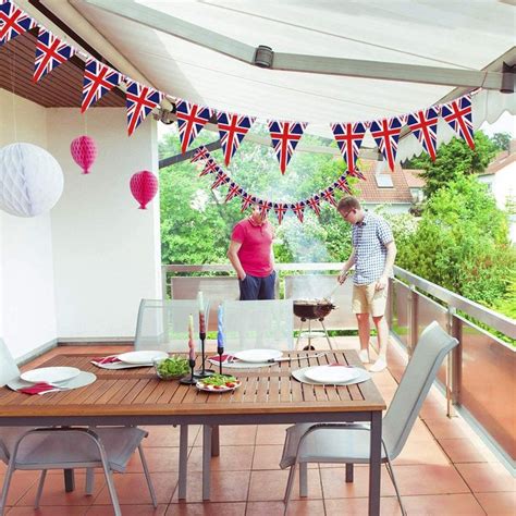 Ruixia British Flag Banner 8m 25 Flags Patriotic Decoration Fabric