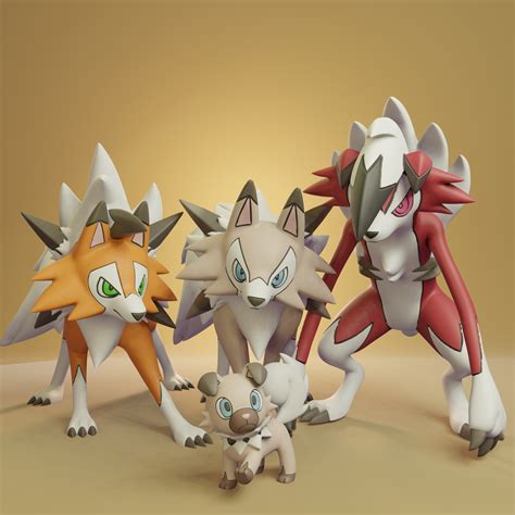 Archivo Stl Pokemon Rockruff Y Lycanroc Todas Las Formas 🐉・modelo