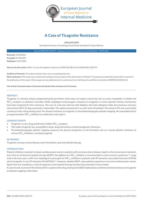 Pdf A Case Of Ticagrelor Resistance