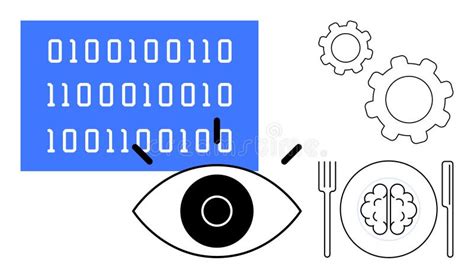 Ai And Data Processing Concept With Binary Code Eye Symbol Brain And