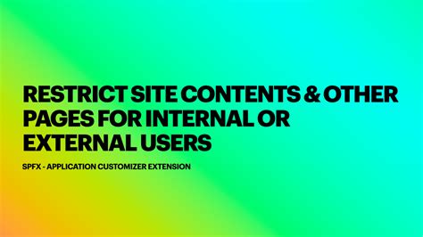 How To Restrict Pages Lists And Libraries For Internal And External Users
