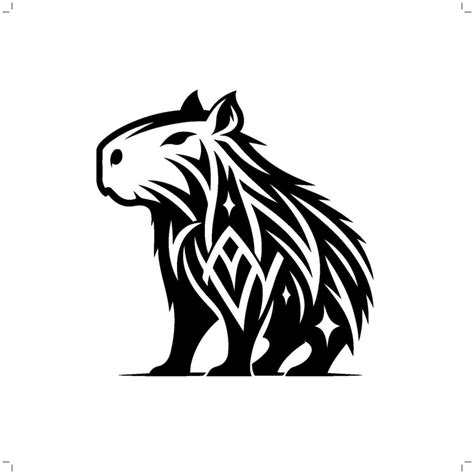 Capybara In Modern Tribal Tattoo Abstract Line Art Of Animals