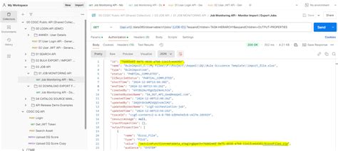 job monitoring api doesn t return the export file