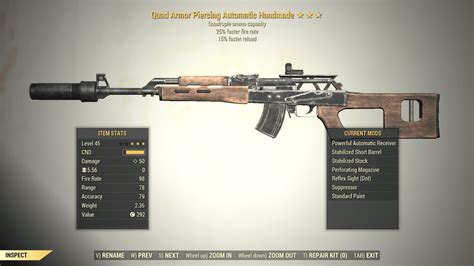 3 Quad HANDMADE RIFLE 25 Faster Fire Rate Faster Reload Fallout 76