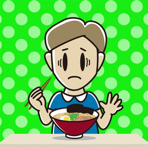 フリー素材ラーメンで困る男性のイラストFREE ILLUSTRATIONSかわいい無料イラスト素材ならポンコツイラストクラブ